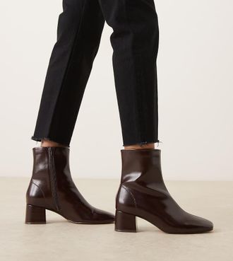 Asos Relay - Bottines larges &eacute;l&eacute;gantes &agrave; talon - Chocolat-Brown