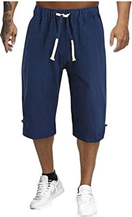 Generic IQYU Short de sport pour homme - Coupe droite - 3/4 - Couleur unie - Avec cordon de serrage - Mati&egrave;re stretch - Respirant - Short de surf - Confortabl