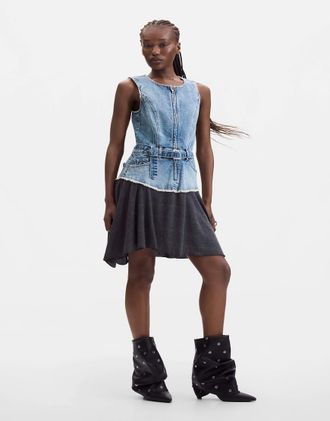 Desigual robe en jean sans manches 100 % coton bleue