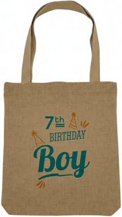 Fabulous Sac Shopping Tote Bag Aspect Lin - 7th Birthday Boy Celebration Kids Party Gift - Sac de Courses Toile Epaisse 360g Beige Naturel Cabas Port&eacute; Epaule S