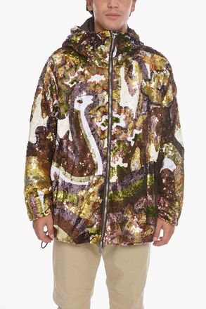Dsquared2 Padded Windbreaker with Hood Covered in Sequins Dsquared2