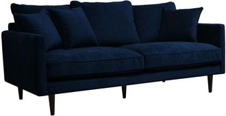 Atmosphera Canapé en velours déperlant Bleu Encre 194x96x85 cm