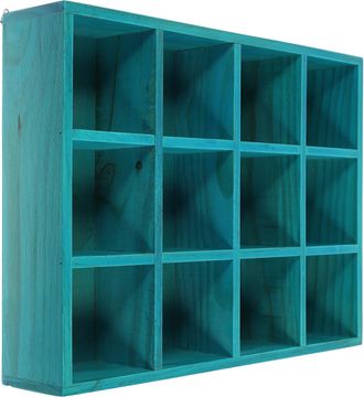 FOMIYES Holz Wandregal mit 12 F&auml;chern Schwebendes Mediterranean Wandboard Kleines Aufbewahrungsregal f&uuml;r B&uuml;ro und Wohnr&auml;ume