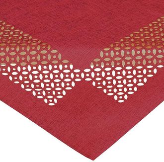 Matches 21 Tischdecke REA 85 x 85 cm Elegante Cutwork-Bord&uuml;re - Moderne rote Mitteldecke aus Polyester