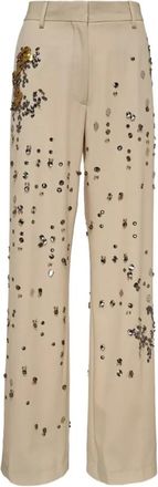 Dries Van Noten Femme, Pantalons, Beige, Taille: 40 FR Paxy Embellished Wide Pantalons