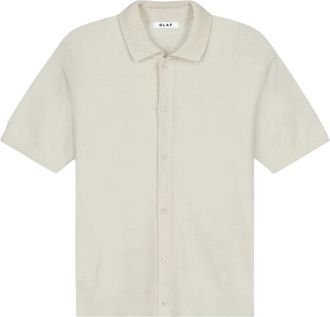 Olaf Hussein Homme, Tops, Blanc, Taille: S Linen Knitted Ss Polo
