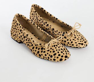 Topshop ballerines Dottie en cuir &agrave; talon carr&eacute;, imprim&eacute; cerf caramel, &agrave; poil-Marron