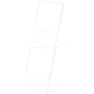 Happyyami 2 St&uuml;ck Acryl Bilderrahmen Transparent A5 mit Stabilem Fu&szlig; Tischkartenhalter f&uuml;r Fotos Karten und Qr Codes Vielseitig Einsetzbar