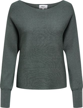 Only Damen Kurzer Strickpullover | Knitted Basic Stretch Sweater | Langarm Shirt U-Boot ONLADALINE, Farben:Grün, Größe:XL