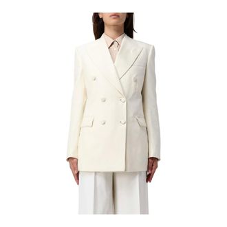 Brioni Femme, Vestes, Blanc, Taille: 44 FR &Eacute;l&eacute;gant blazer crois&eacute; &agrave; poches plaqu&eacute;es