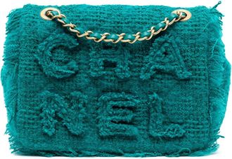 Chanel Hobo Bags - Small Wool Tweed Giant Logo Flap - Gr. unisize - in Blau - f&uuml;r Damen