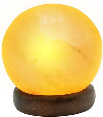 Globo Lighting Tischleuchte Salzkristall Salzkristalllampe Holzsockel Tischlampe Holz Salzstein Dekoleuchte, USB, LED 5W, DxH 8,9x10,2 cm