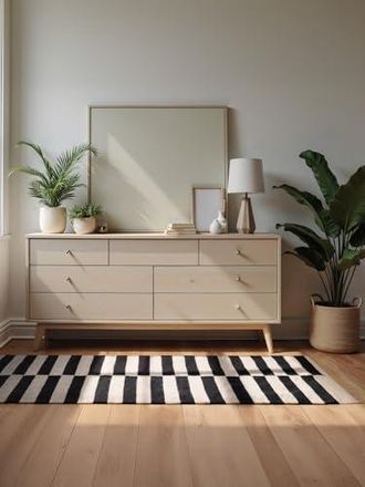 Hanse Home Wollteppich Donna - Natur Wohnzimmerteppich - Handgewebt & Nat&uuml;rlich - Streifen Design Wolle Modern f&uuml;r Wohnzimmer, Schlafzimmer, Esszimmer, Flur - Sc