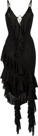 Roberto Cavalli Asymmetrisches R&uuml;schenkleid mit tiefem Ausschnitt - - Dresses - Damen - Schwarzk - M