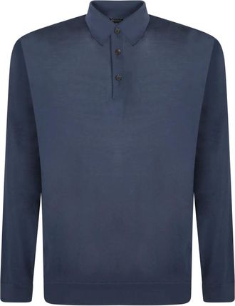 Ermenegildo Zegna Homme, Tops, Bleu, Taille: 2XL Polo &agrave; manches longues