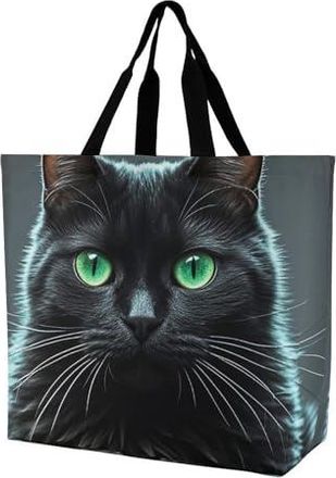 Generic Chat Noir Aux Yeux Verts Sac A Main Femmes Grand Tote Bag D&eacute;contract&eacute; Sac A Main Femme Pour Travail Voyage Universit&eacute;