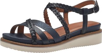 Tamaris Damen Plateau Sandalen Leder Sommer; NAVY/blau; 37 EU