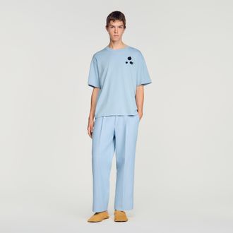 Sandro Baumwoll-T-Shirt mit Blumenmuster