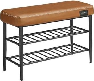 Vasagle EKHO Collection - Banc à Chaussures, Banc de Rangement, Meuble dEntrée, PU avec Coutures, Style Moderne Mi-siècle, Charge 135 kg, 30 x 80 x 50 cm, Mar