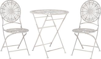 Beliani Garten Bistro Set Tisch mit 2 Stühlen zusammenklappbar Metall verwittert Effekt Weiß Scafia