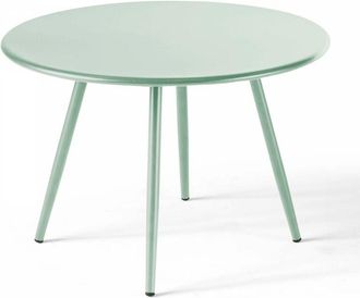 Oviala Table basse ronde en m&eacute;tal vert sauge 40 cm - Palavas