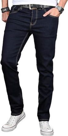 Alessandro Salvarini A. Pantalon jean Salvarini pour homme Coupe droite stretch - Bleu - 38 W/36 L