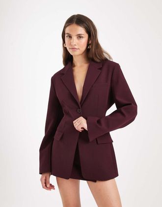Asos Blazer in Pflaume mit geraffter Taille-Lila