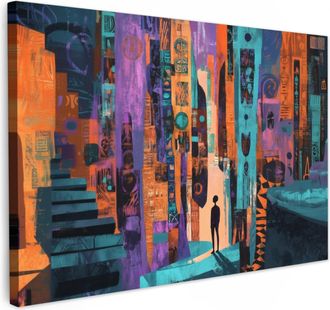 MuchoWow © Wandbilder Groß 120x80 cm XXL Schlafzimmer Home Deko Wohnung Bild Wohnzimmer Fotoleinwand Wand Bilder Leinwand Wall Decor Abstrakt - Figuren - Farbe