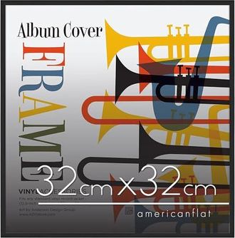 Americanflat 32x32 Schallplatten Rahmen Wand - Vinyl Rahmen mit Poliertem Plexi-Scheibe und Schlankem Minimalistischem Design - zur Wandmontage - Aufhängevorrichtu