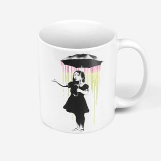 Fabulous Keramische Becher 325ml Banksy Nola Rain Girl Umbrella Girl Hurrikan Katrina