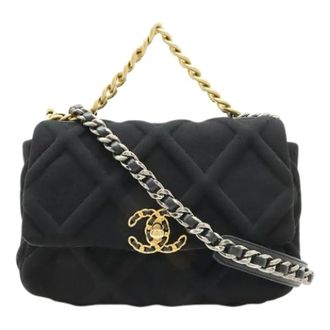 Chanel Pre-owned 19 Matelass&eacute; Chain Bag Cotton Jersey - Femme - Pre-owned - Noir - Taille: ONE Size