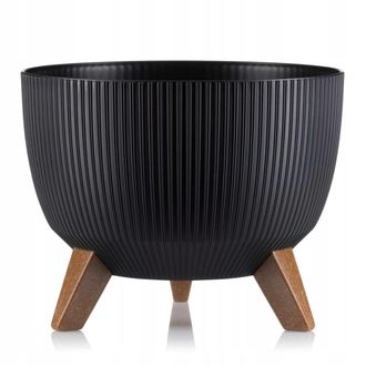 HowHomely Deko Blumentopf mit 3 Beinen Hoch 23 cm - Schwarz Blumen&uuml;bertopf - Langlebige und Leichte &Uuml;bertopf 30 cm Durchmesser f&uuml;r Wohnzimmer Garten oder Terras