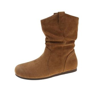 Generic Bottes de pluie pour femme - Taille 42 - Large - Veau - Bottines courtes - Printemps - &Eacute;t&eacute; - Automne - Simple - R&eacute;tro - Cuir souple - Bout rond - Fond