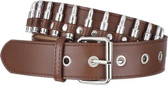 Generic Ceinture en cuir &agrave; oeillets pour femme - Ceinture punk r&eacute;glable pour femme - Ceinture punk en cuir avec boucle r&eacute;glable - Pour bo&icirc;te de nuit, quotidie