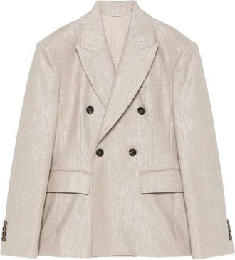 Brunello Cucinelli Femme, Vestes, Beige, Taille: 38 FR Blazer crois&eacute;