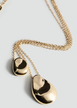 Mango Collier &agrave; double pendentif gouttes or - Femme - Taille unique - MANGO