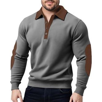 Generic Polo &agrave; manches longues pour homme - T-shirt de golf color&eacute; - Grande taille - T-shirts de sport confortables - Col &agrave; revers - Hauts d&eacute;contract&eacute;s &agrave; port