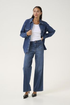 Kaffe Langarm - Hemd Loose fit Medium Blue Denim