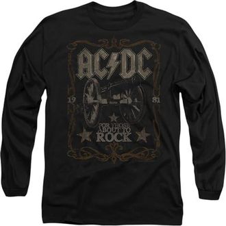 AC/DC ACDC Rock Label Mens Long Sleeve T Shirt, Charbon, XL Mixte