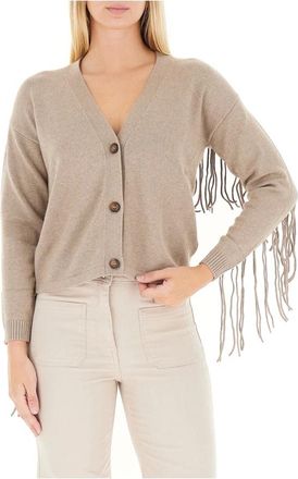 Marella Femme, Pulls, Gris, Taille: 38 FR Gilet Gris Perle Élégant Col en V