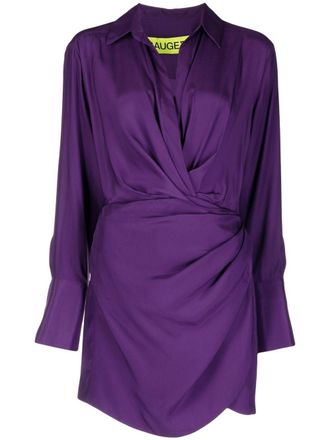 Gauge81 mini robe-chemise drap&eacute;e &agrave; col v - Violet