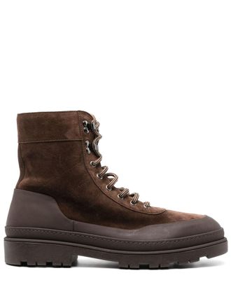 Brunello Cucinelli bottines en daim à lacets - Marron