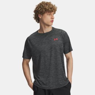 Under Armour Tech Textured Kurzarm-Oberteil f&uuml;r Herren Schwarz / Racer Rot S