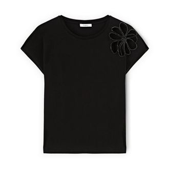 Motivi T-Shirt mit floralem Cut-out - - Tops - Damen - Schwarzk - S