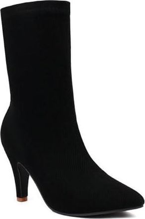 Generic Bottines tendance tricot&eacute;es &agrave; bout pointu et talon aiguille pour femme - Chaussures d&eacute;contract&eacute;es pour lhiver, Noir, 40.5 EU