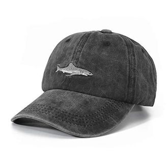 ZLYC Casquette de baseball en coton brodé réglable Snapback Dad Hat, Gris requin, Taille unique