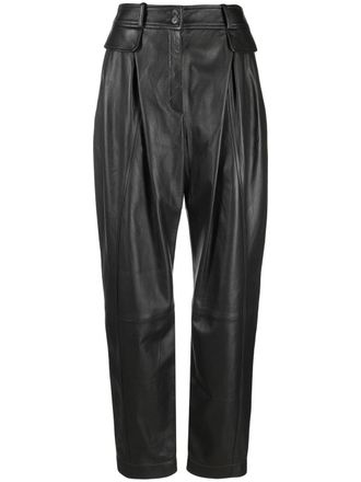Alberta Ferretti Lederhose mit hohem Bund - Grau