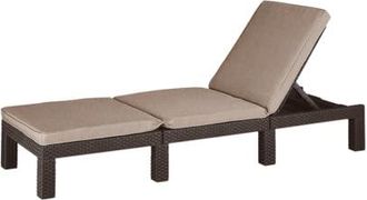Keter Allibert by Keter Daytona Deluxe Sonnenliege f&uuml;r Garten, Terrasse & Balkon mit verstellbarem Kopfteil, braun, inkl. Auflage, Gartenliege aus Kunststof