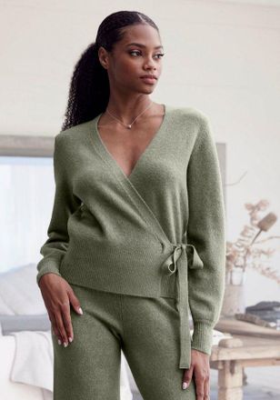 Lascana Wickelstrickjacke mit breitem Rippb&uuml;ndchen, Loungewear