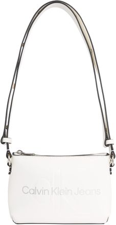 Calvin Klein Jeans Damen Umh&auml;ngetasche Klein, Wei&szlig; (White/Silver Logo), Einheitsgr&ouml;&szlig;e